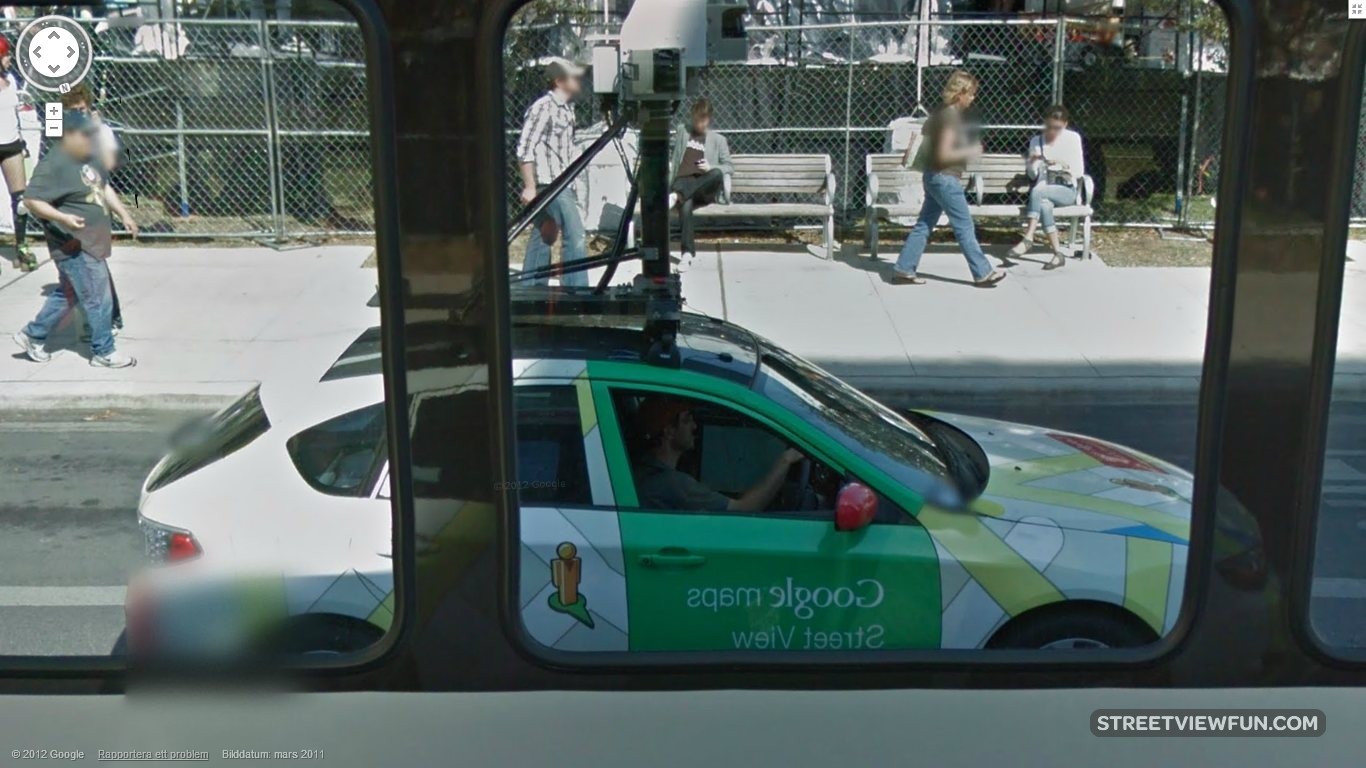 Good reflection of the Google Car and driver - STREETVIEWFUN