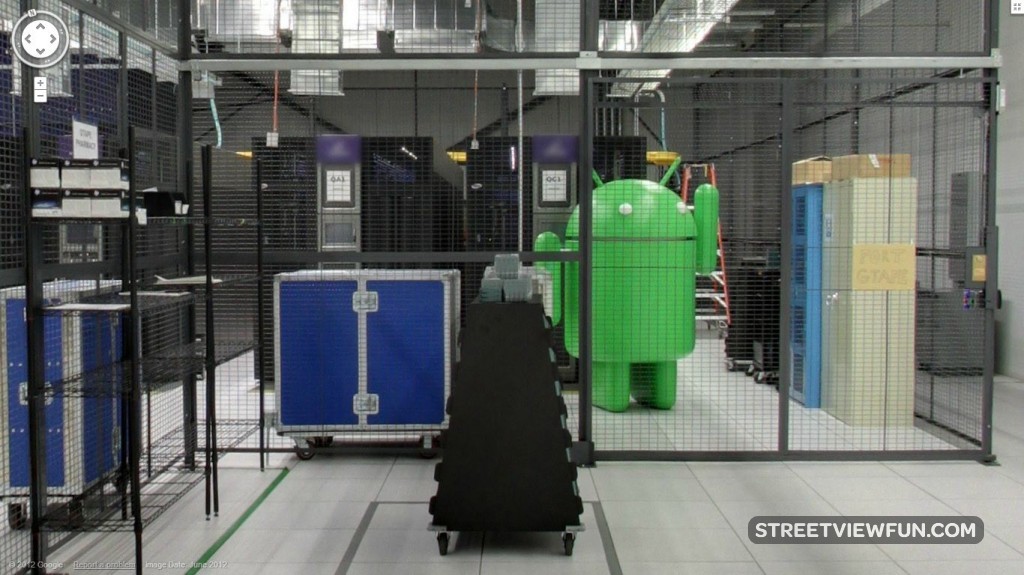 Android behind bars in Google datacenter - STREETVIEWFUN