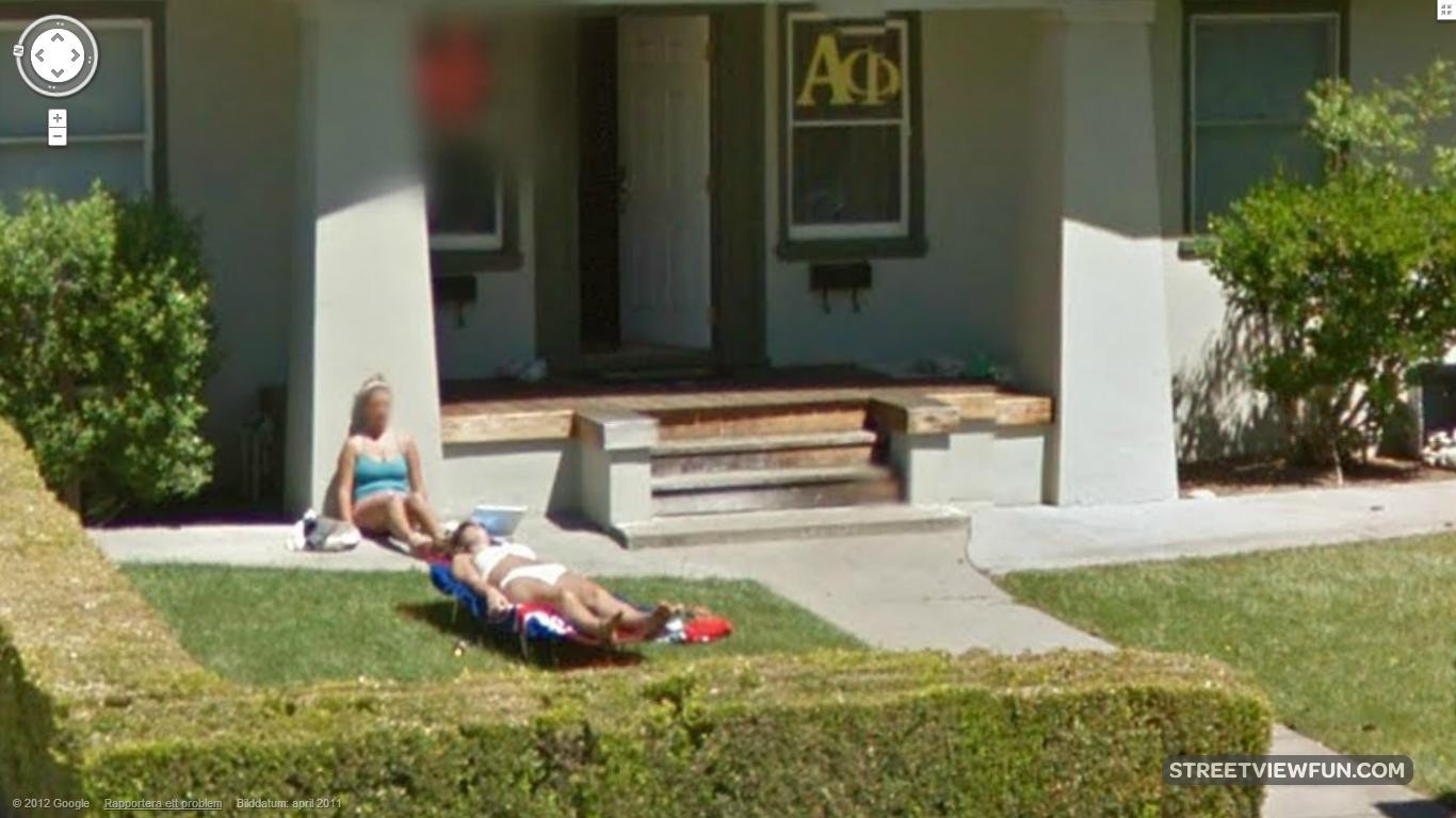 Sunbathing in the garden - STREETVIEWFUN