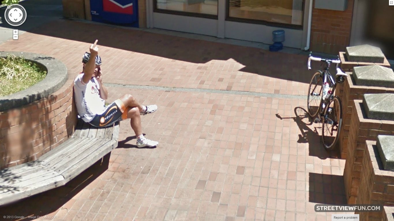 Bicyclist with a message for Google - STREETVIEWFUN