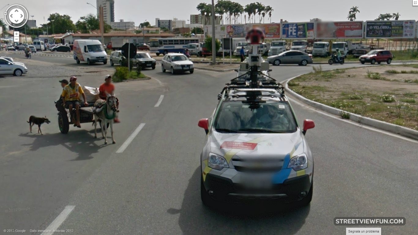 Donkey drawn carriage vs Google car - STREETVIEWFUN