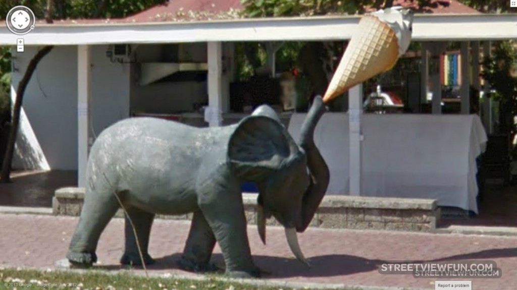 Elephant with an Ice Cream - STREETVIEWFUN