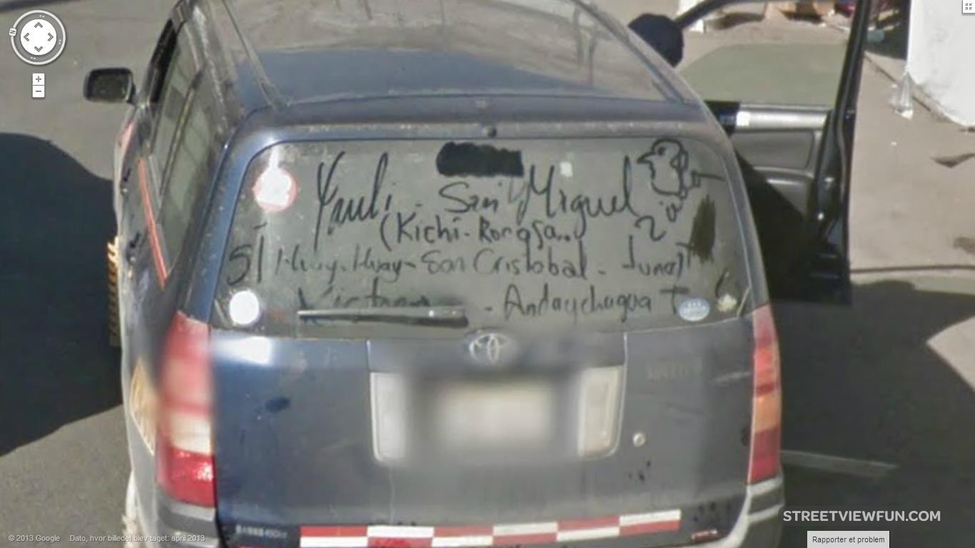 Message on a car in Peru - STREETVIEWFUN