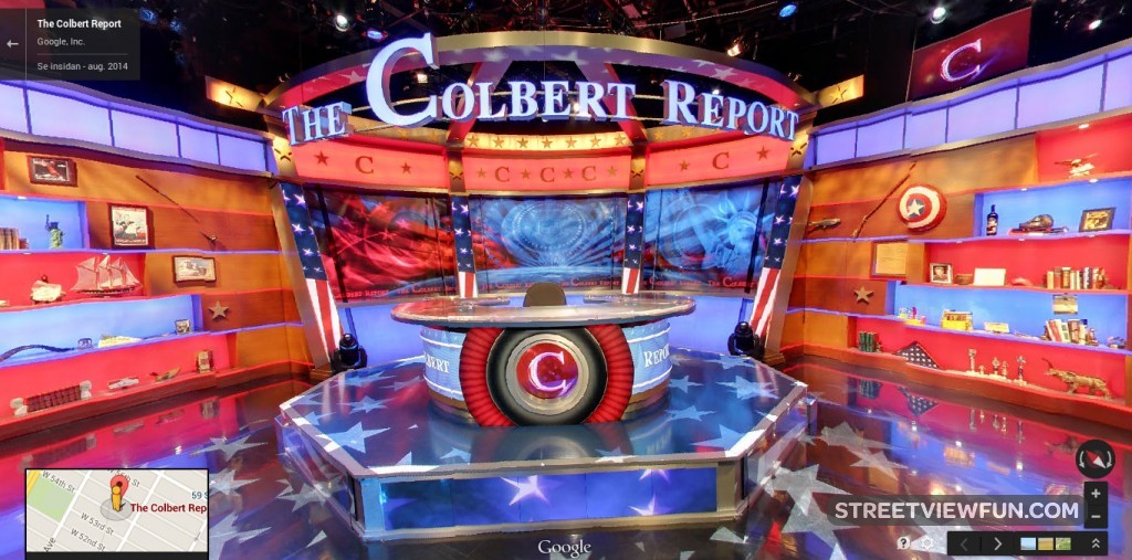 Take a look at The Colbert Report studio on Google Street View ...