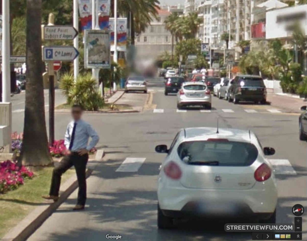 Posing for the Google car - STREETVIEWFUN