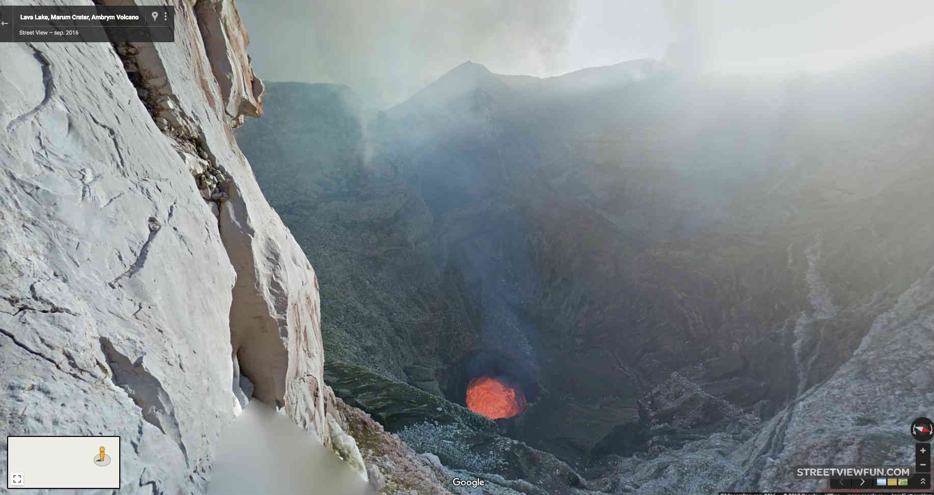 Google Street View go inside active volcano - STREETVIEWFUN