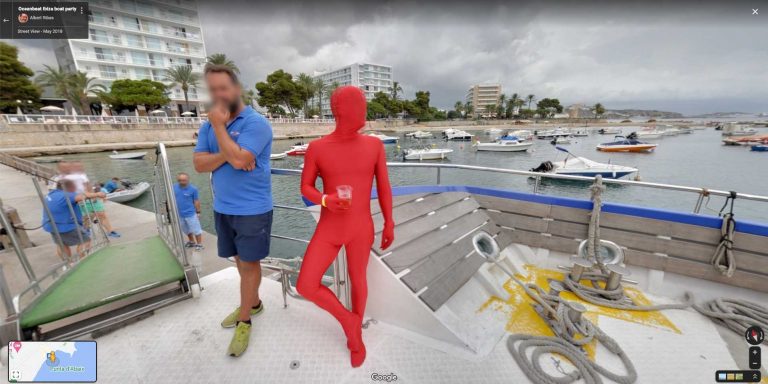 Red man casually standing by - STREETVIEWFUN