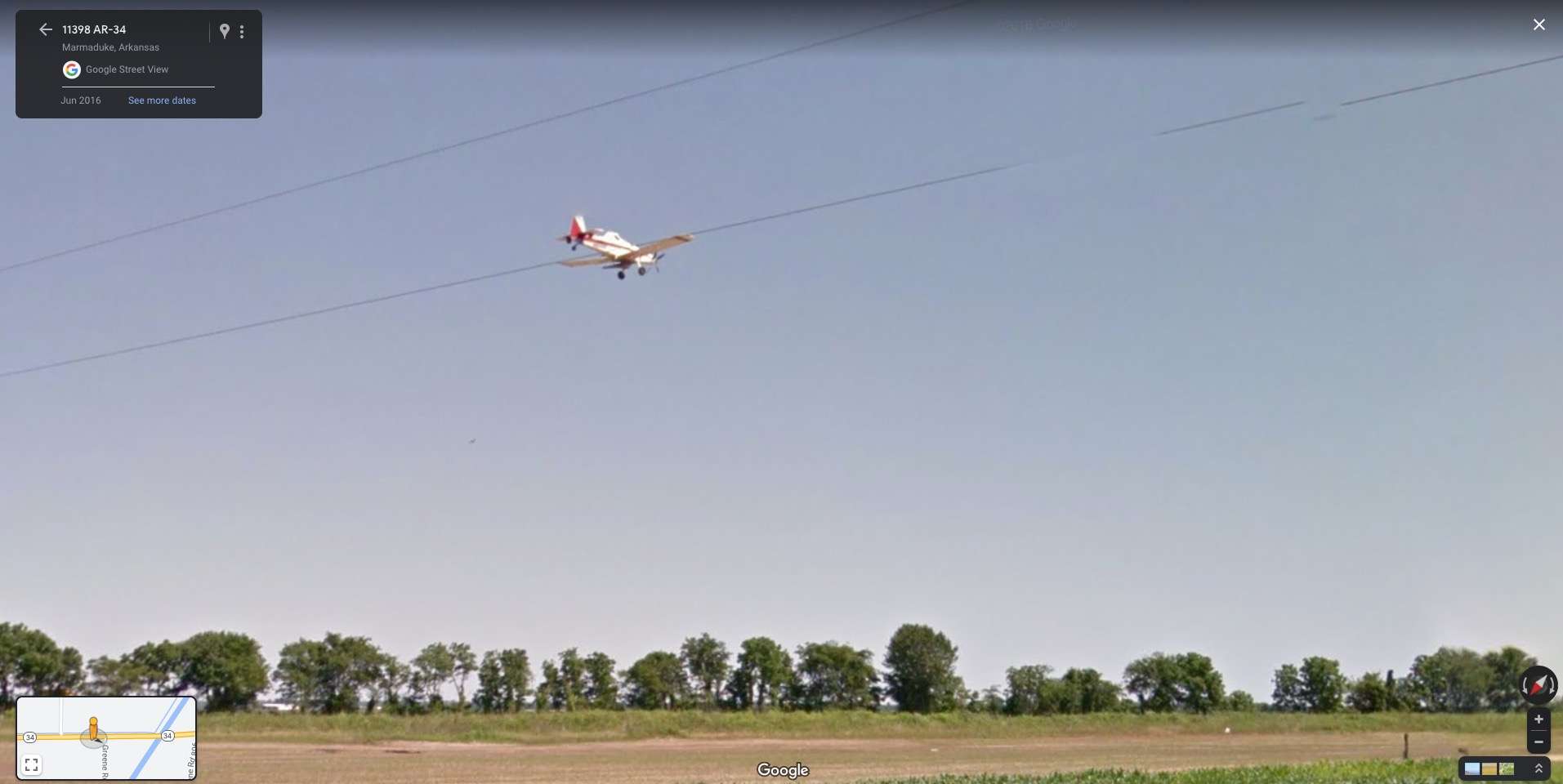Power lines vs airplane - STREETVIEWFUN