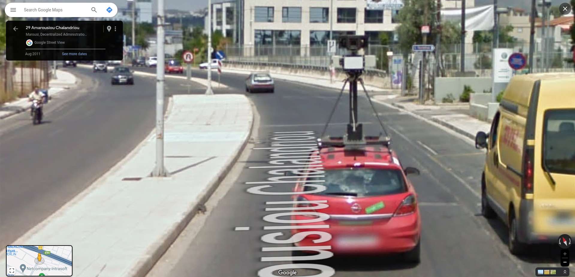 Red google car in Greece - STREETVIEWFUN