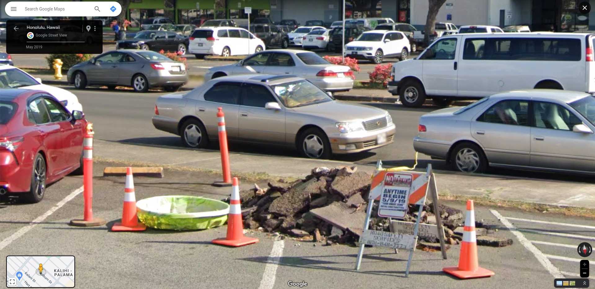 What does this pool do amid the pieces of asphalt in this parking lot under construction ...