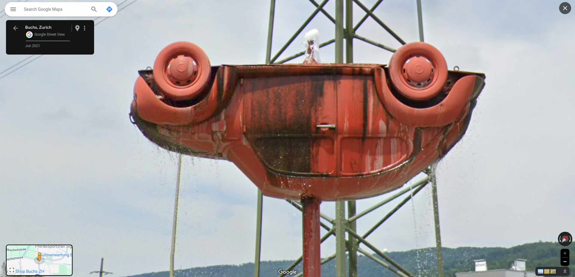 Upside down VW Beetle - STREETVIEWFUN