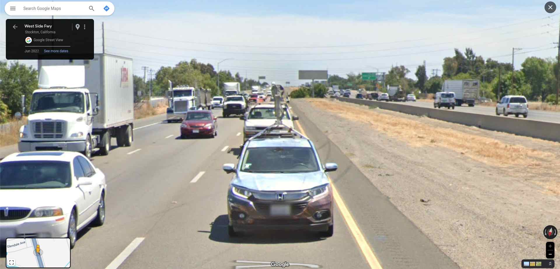 Line Of Street View Cars on I-5 North - STREETVIEWFUN