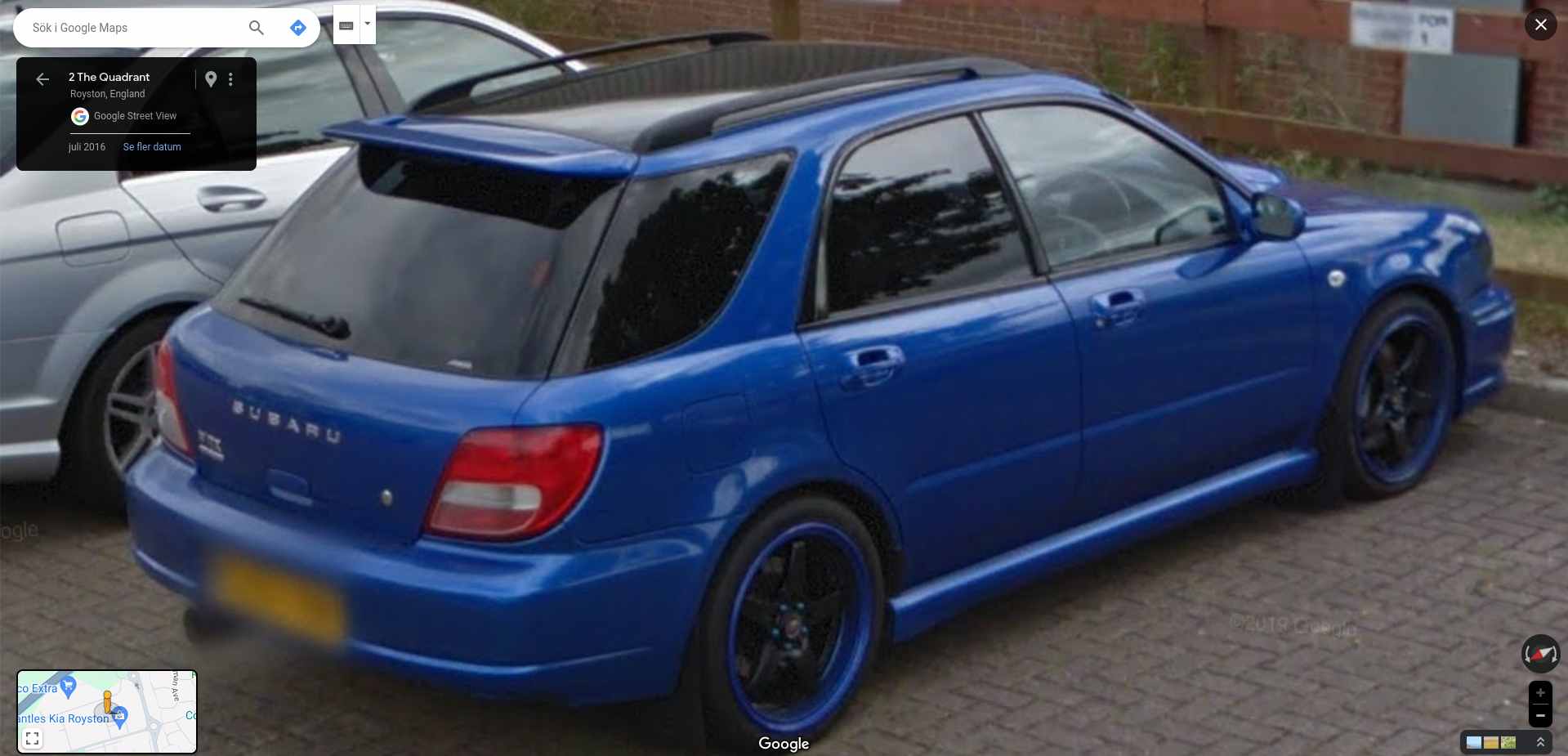 Blue Subaru Impreza with modified wheels - STREETVIEWFUN