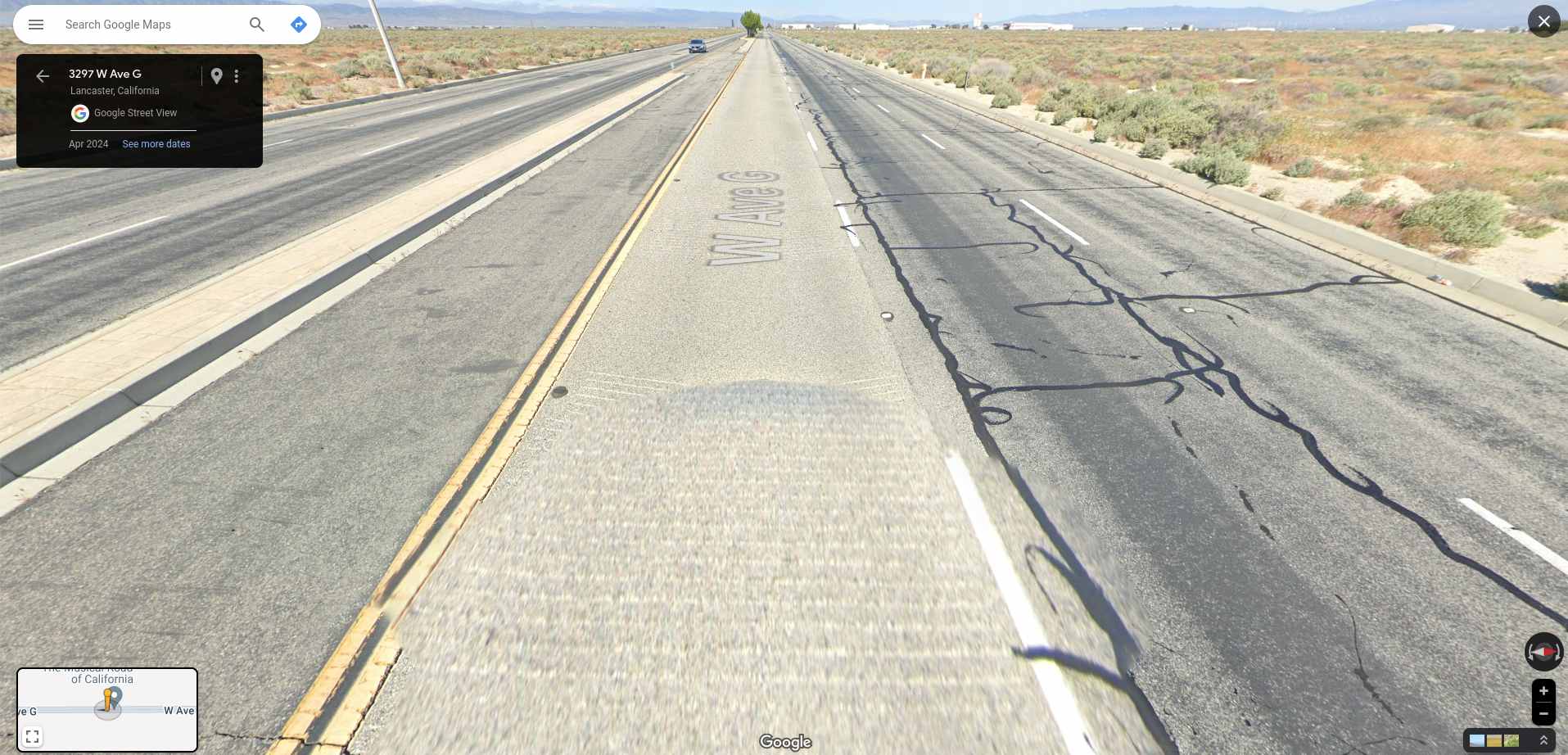 Google Street View on the CA musical road in 2024 - STREETVIEWFUN