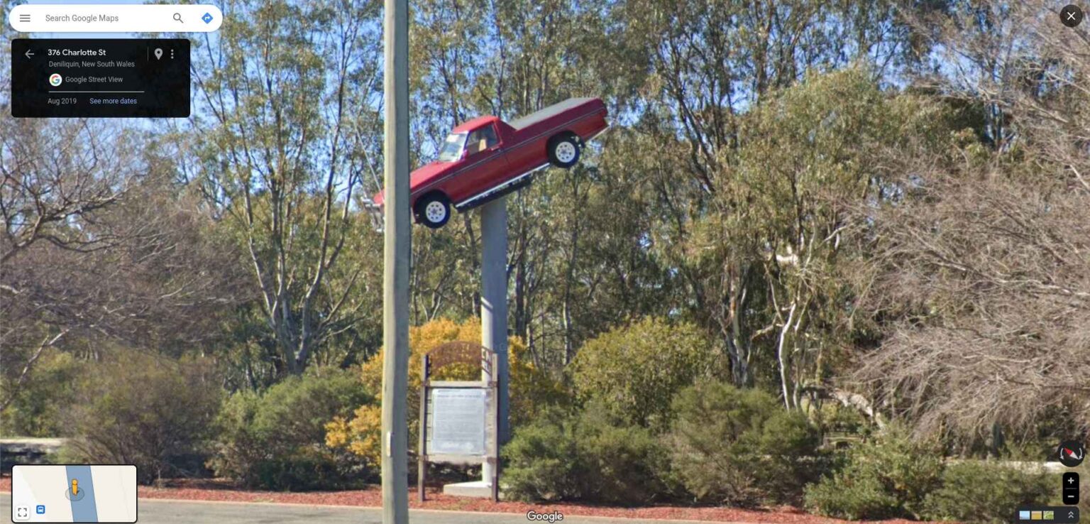 Holden WB Ute on a pole - STREETVIEWFUN