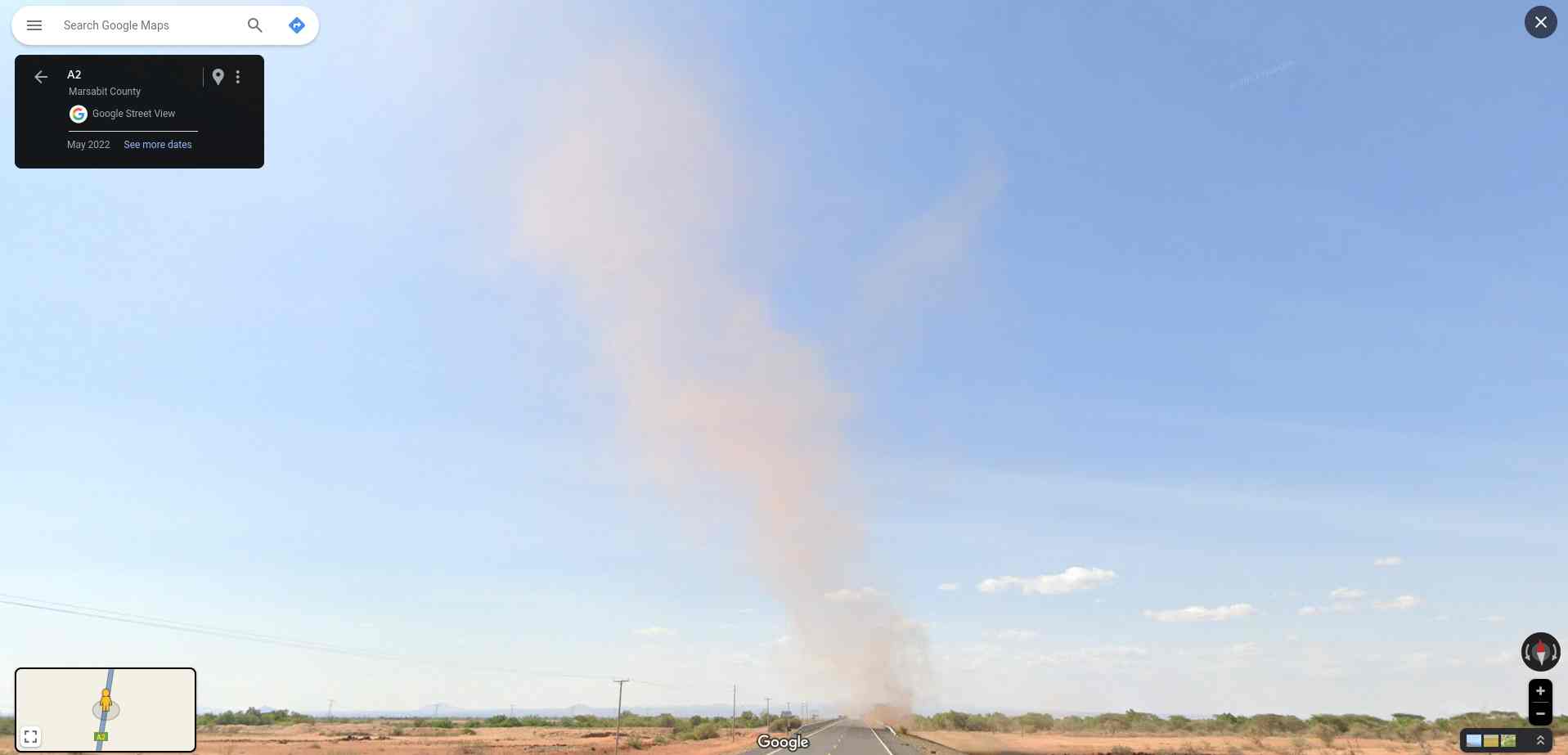 Dust Devil crosses road - STREETVIEWFUN