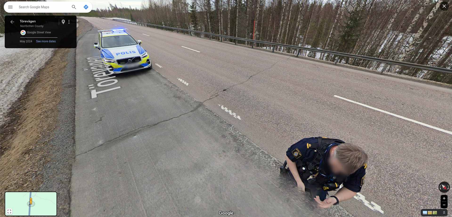 Look! This swedish Police checking Google Car - STREETVIEWFUN