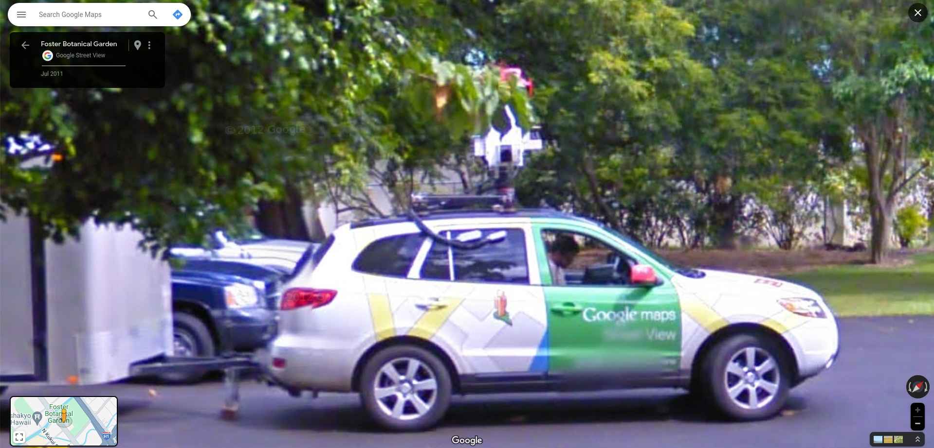 Google guy looking at computer screen inside Google Maps car ...