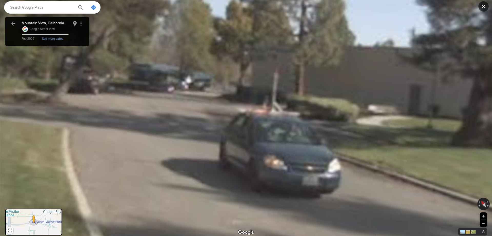 Second google maps car leaves google headquarter in 2009 - STREETVIEWFUN