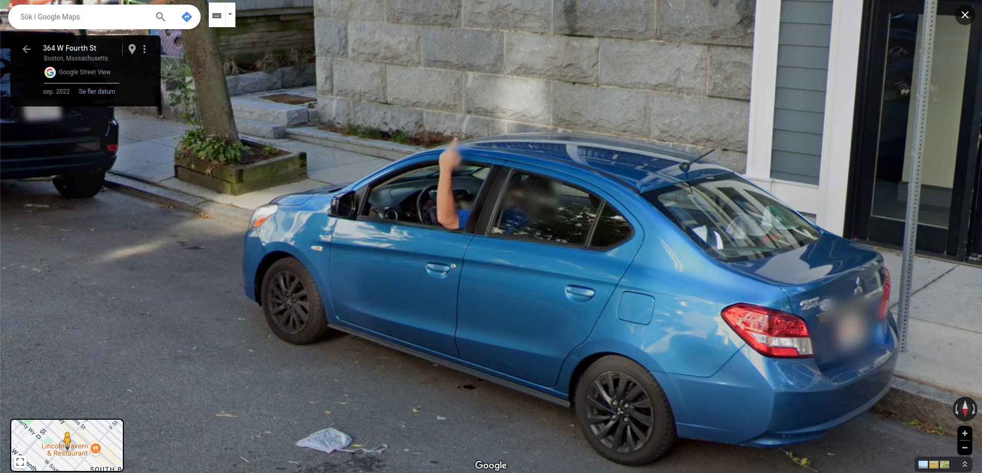 Boston middle finger - STREETVIEWFUN