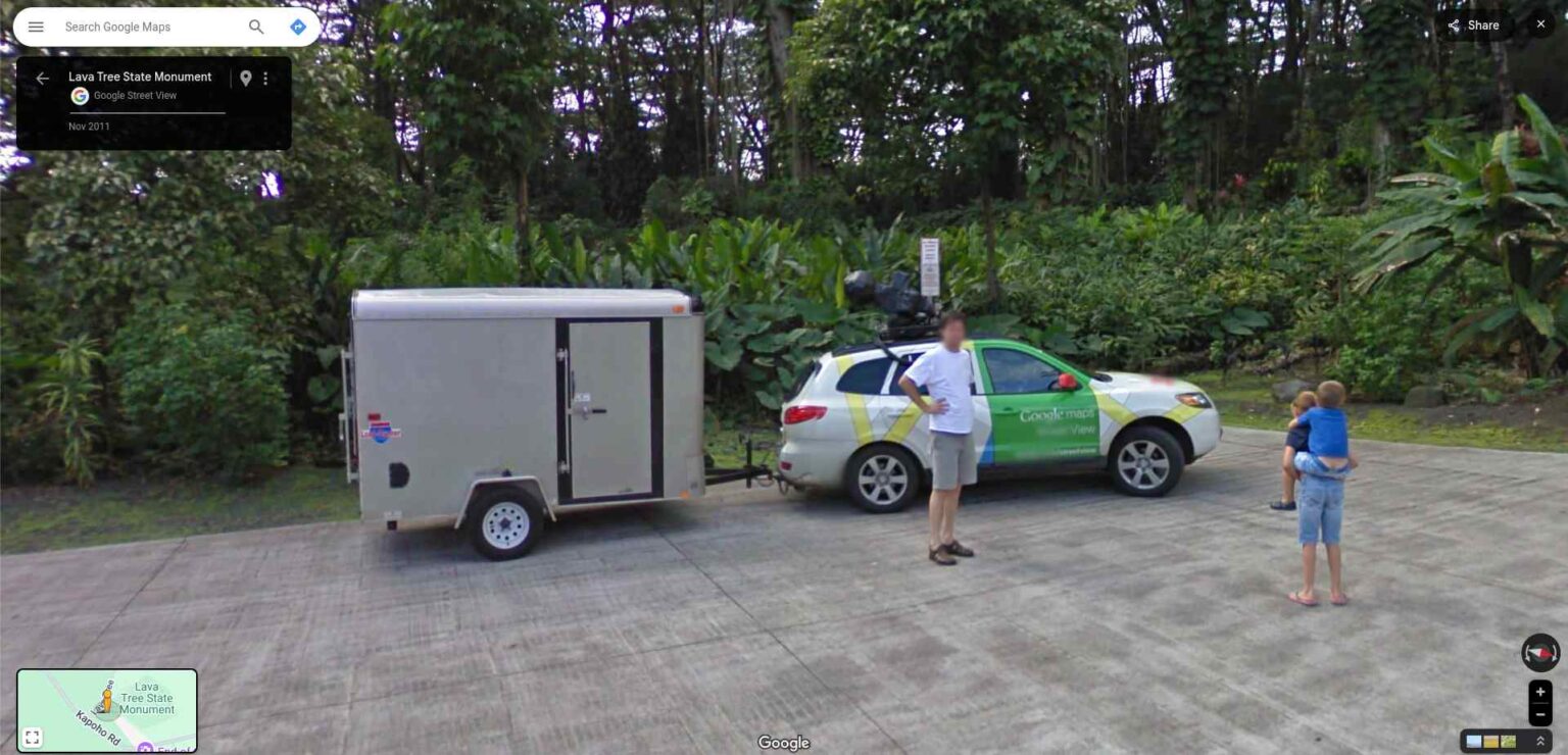 A boy carries his little brother and a man poses in front of Google ...
