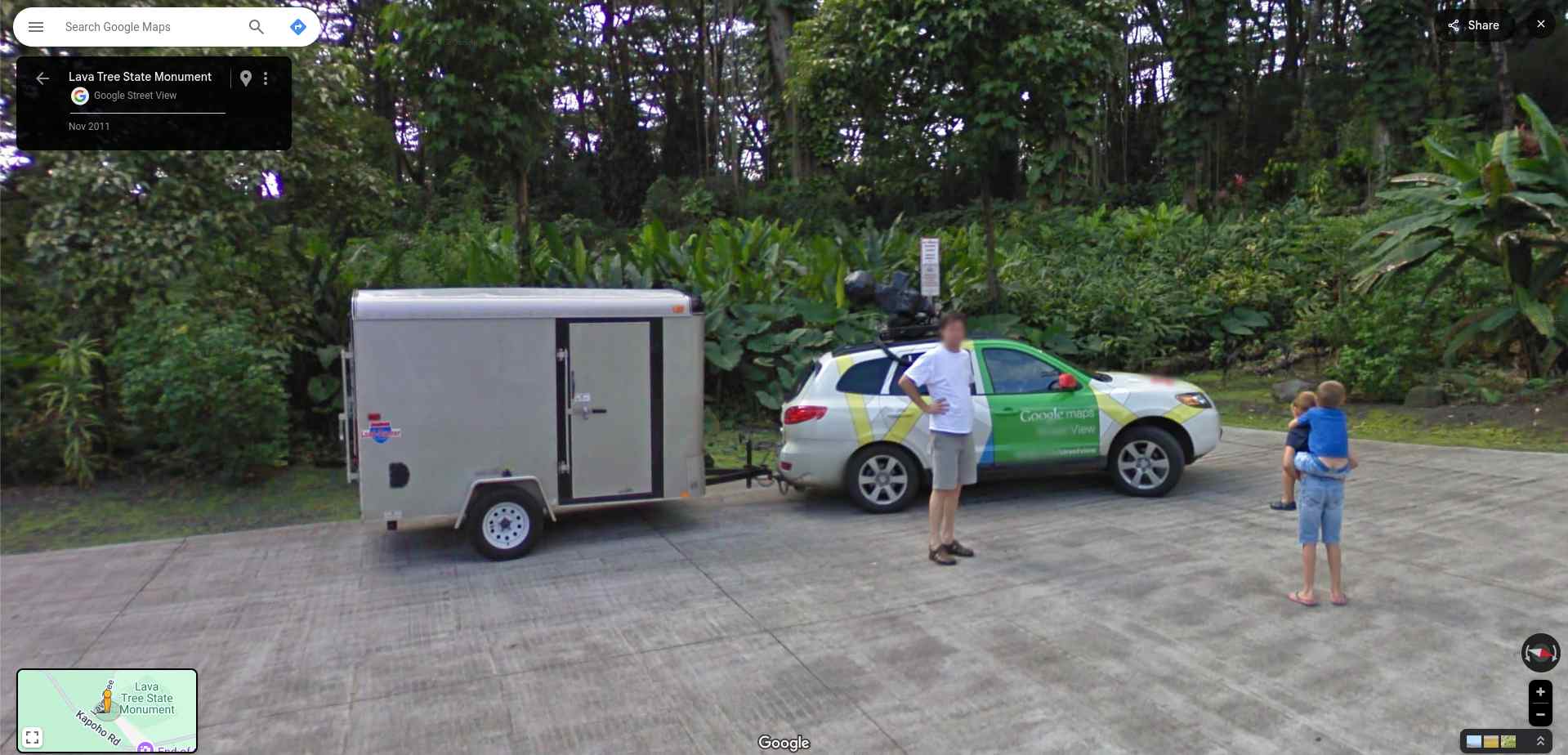 A boy carries his little brother and a man poses in front of Google ...