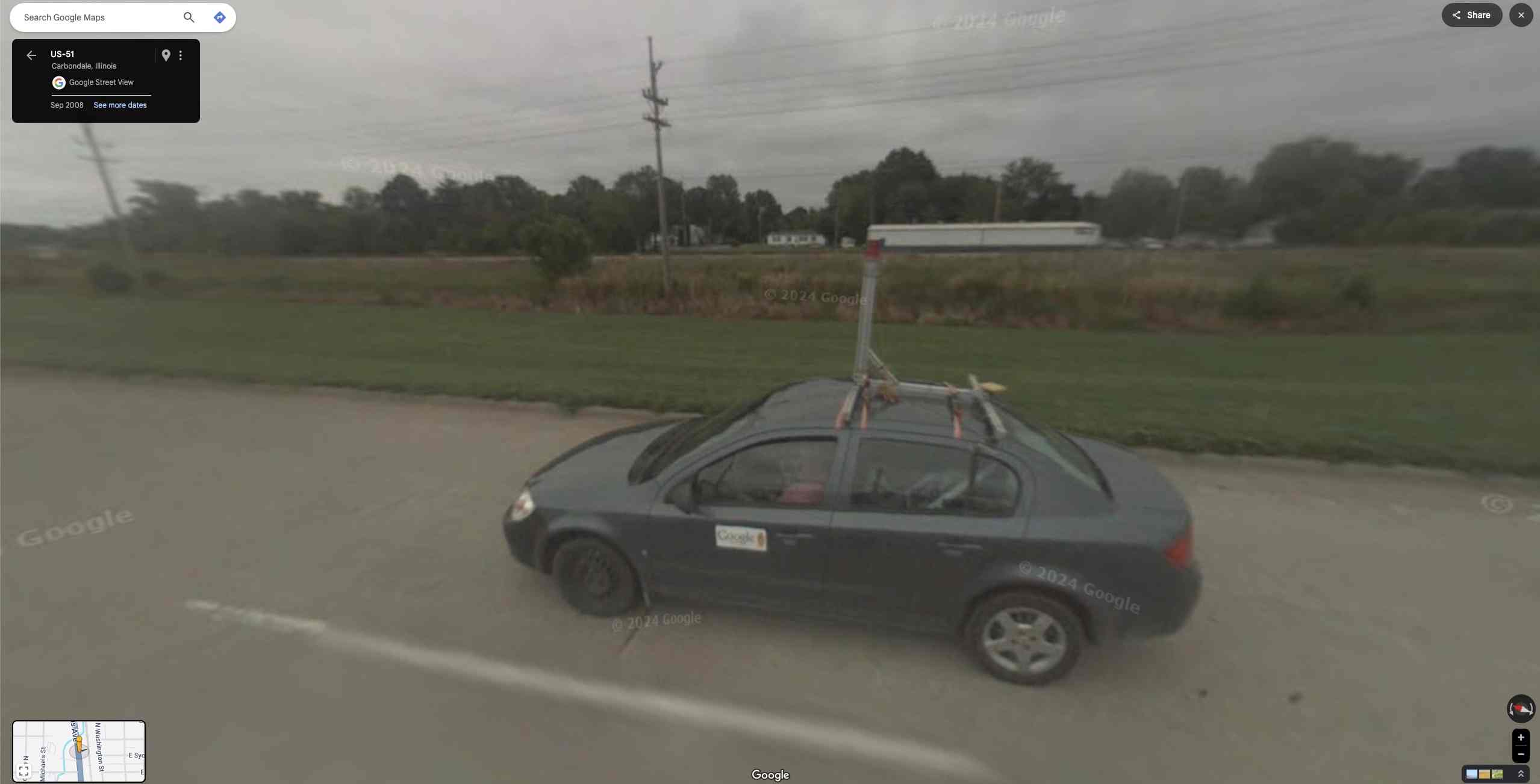 Google Car passing a Google Car - STREETVIEWFUN