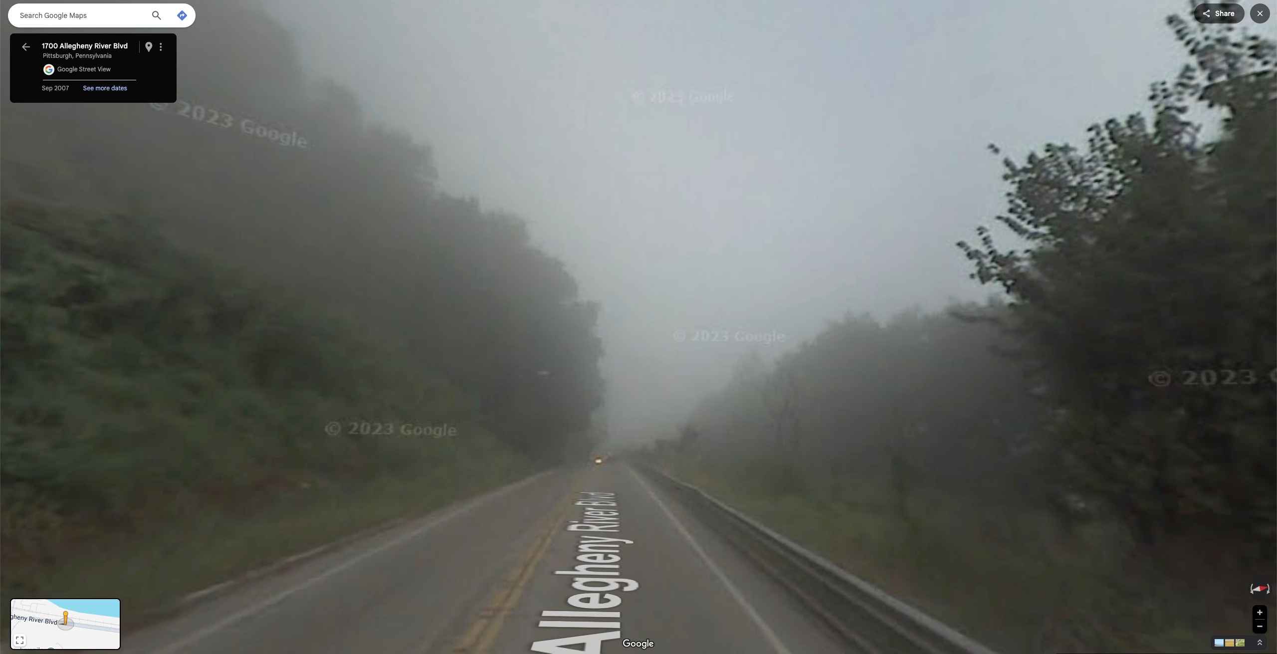 Fog from September 2007 by Pittsburgh, Pennsylvania - STREETVIEWFUN