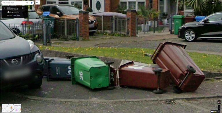 Trash bin domino - STREETVIEWFUN