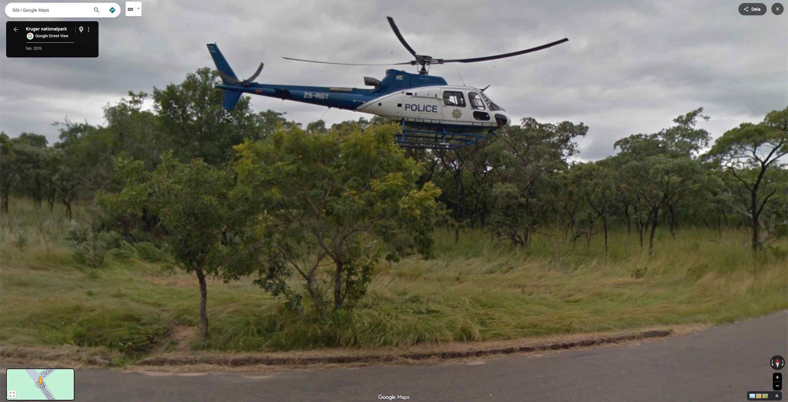 Police helicopter in Kruger National Park - STREETVIEWFUN